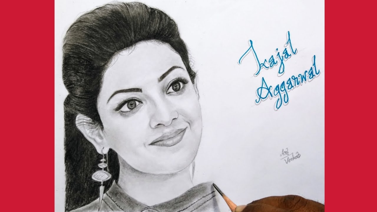 How to draw the image of Kajal Aggarwal//26th video of Chitram patam ...