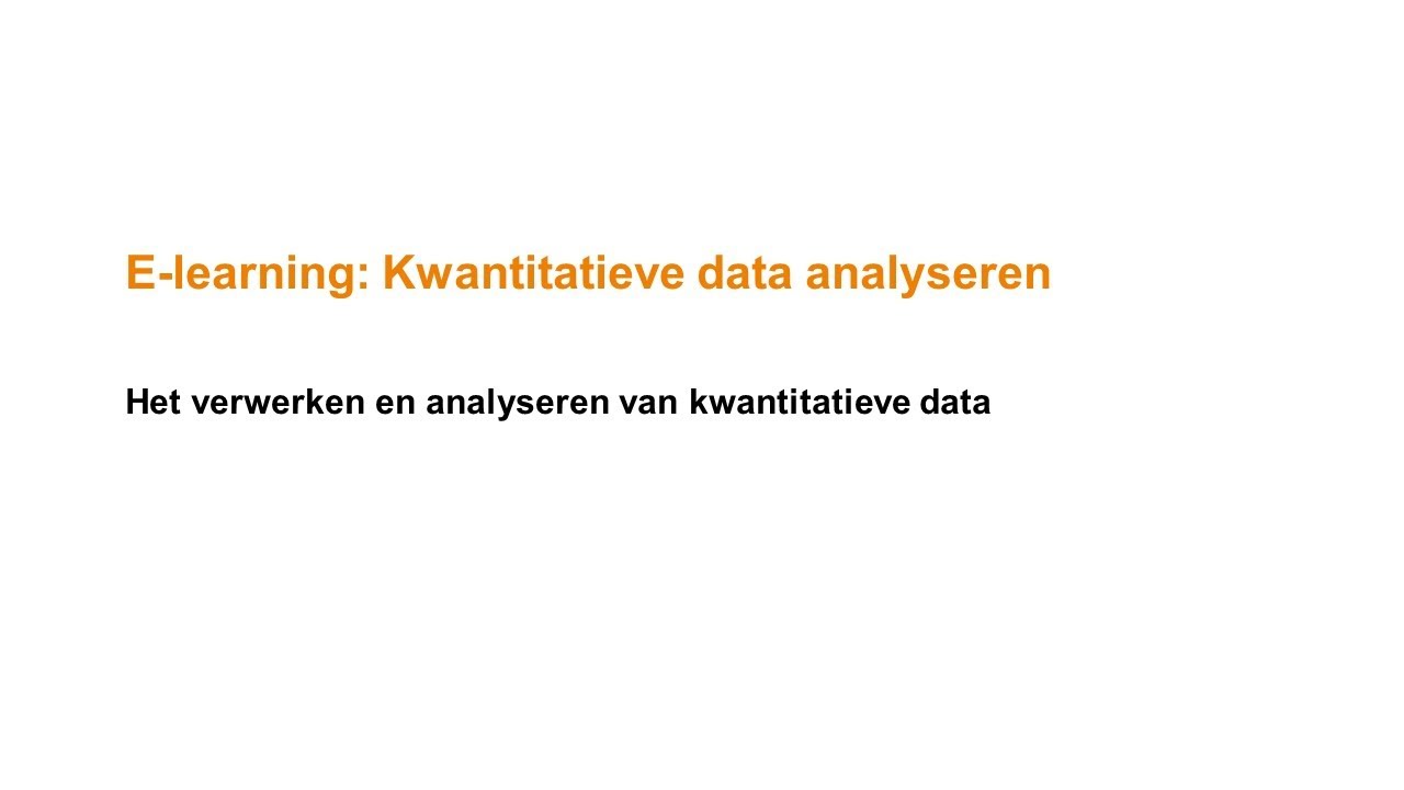 E-learning kwantitatieve data analyseren - YouTube