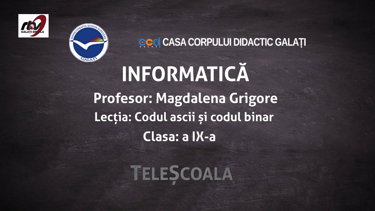 Informatică - Clasa a 9-a -Codul ascii şi codul binar - YouTube
