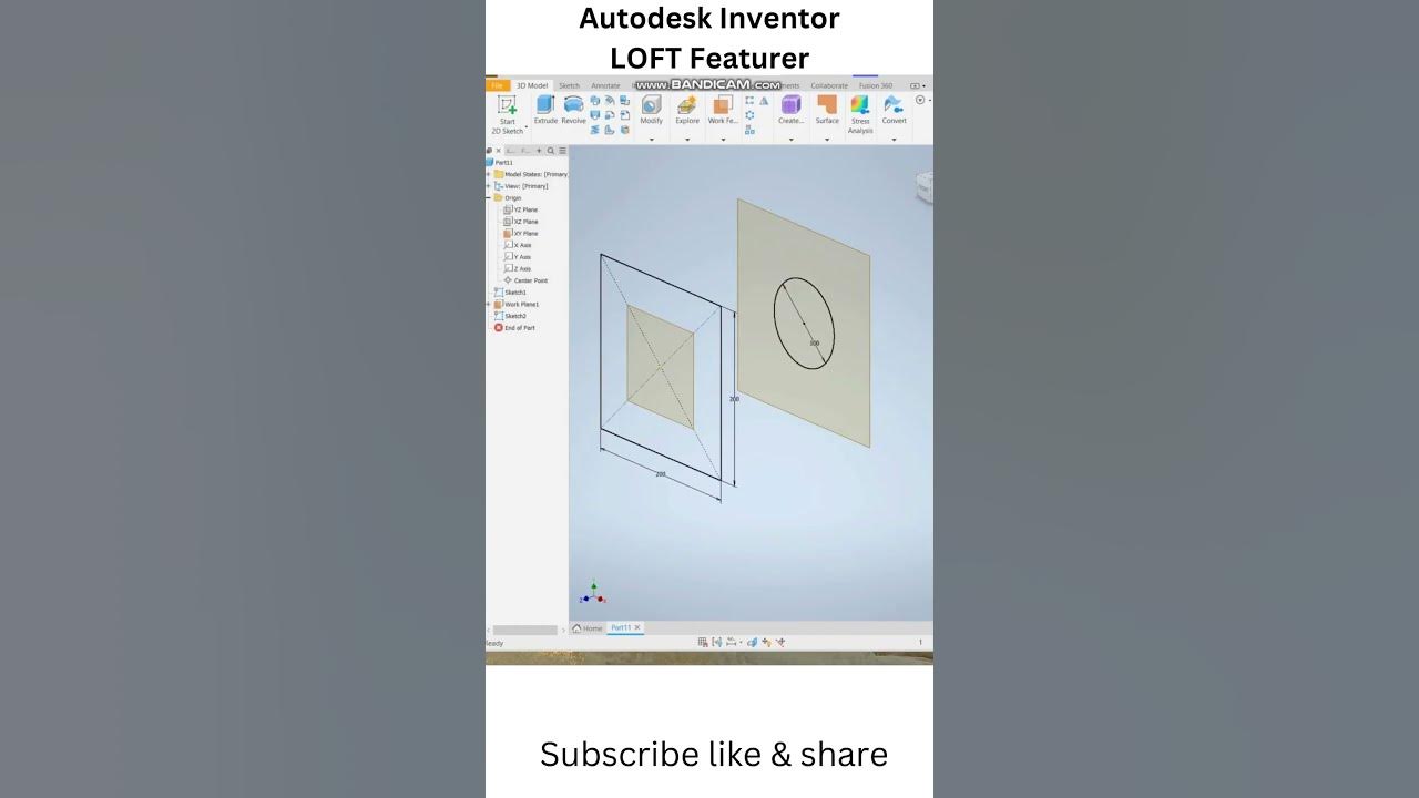 Loft Command in AUTODESK INVENTOR #autodeskinventor #autodesk #inventor - YouTube