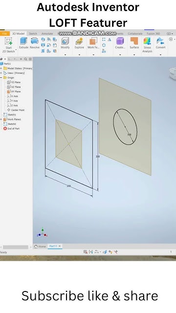 Loft Command in AUTODESK INVENTOR #autodeskinventor #autodesk #inventor - YouTube