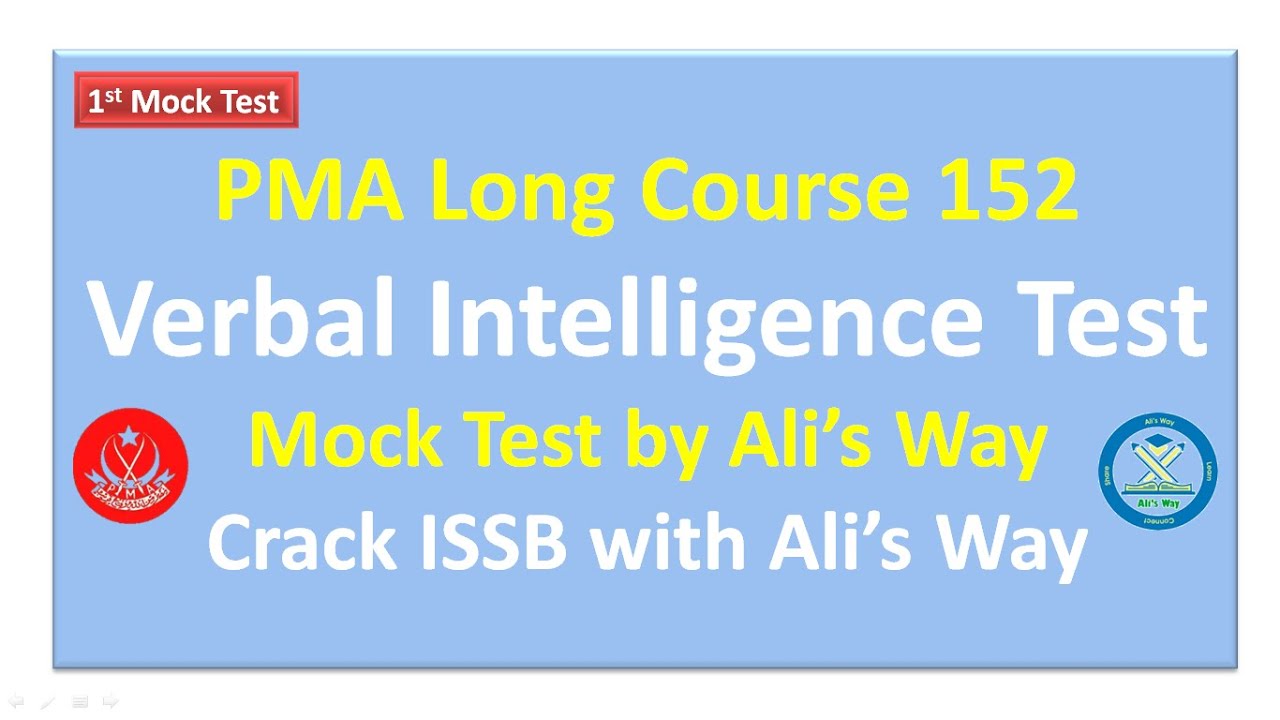 PMA Long Course 152|Mock Verbal Intelligence Test|Crack ISSB with Ali's ...