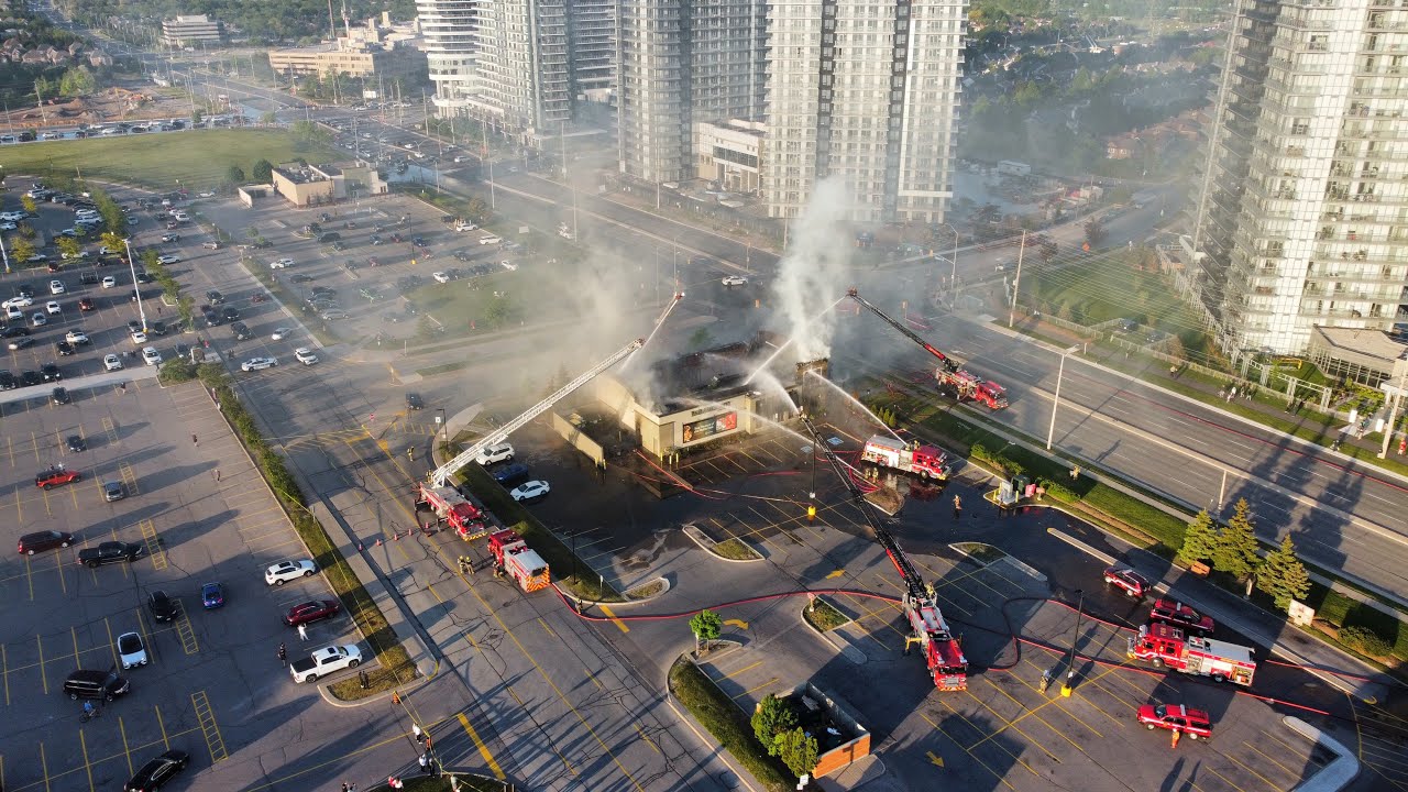 Paramount Fire In Mississauga | Ground And Aerial Clips - YouTube