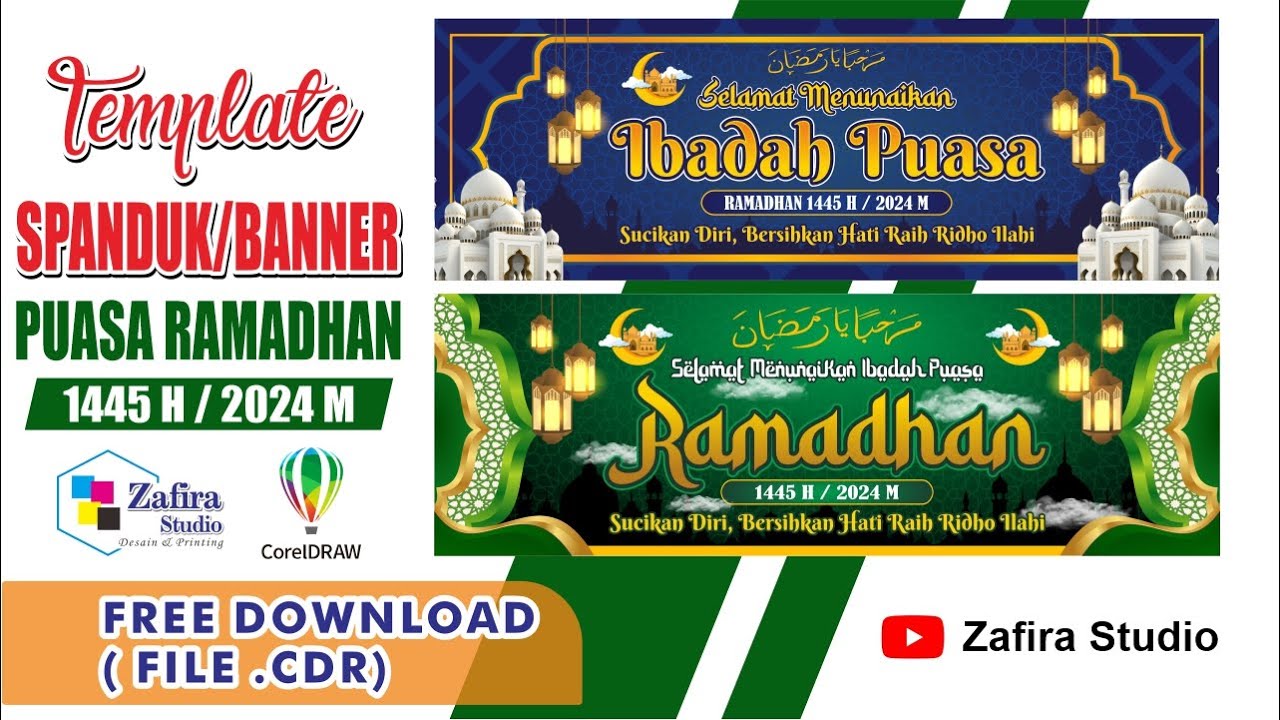 DESAIN SPANDUK / BANNER PUASA RAMADHAN 1445 H / 2024 M (FREE FILE CDR ...