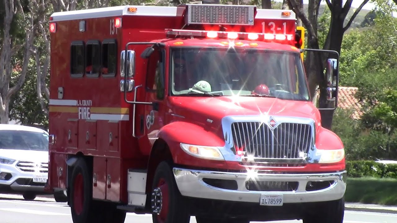 *AIRHORN* LACoFD Camp Crew 13-1 responding - YouTube