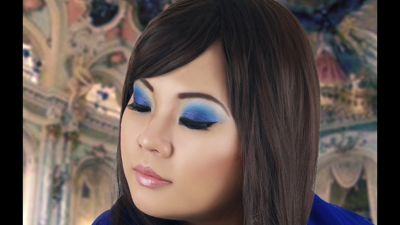 Blue Smokey Eye Makeup Tutorial For Monolids Youtube
