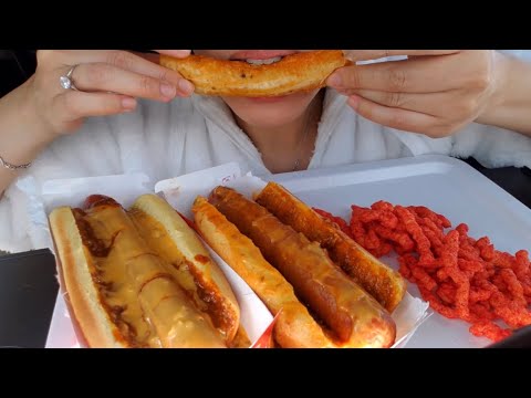 TWILIGHT ASMR *BITES ONLY* CHEESY HOT DOGS ASMR - YouTube