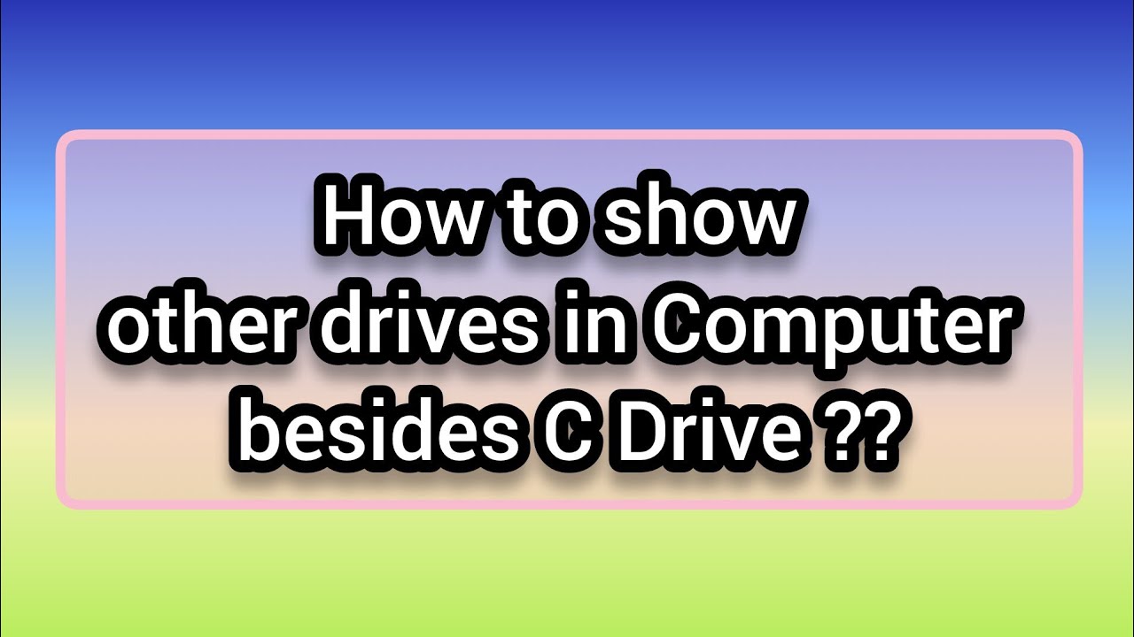 How to set D, E or F Drive in Computer - YouTube