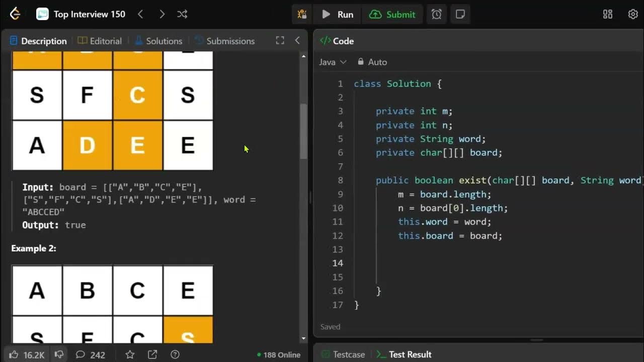 Word Search - Leetcode 79 - Backtracking (Java) - YouTube