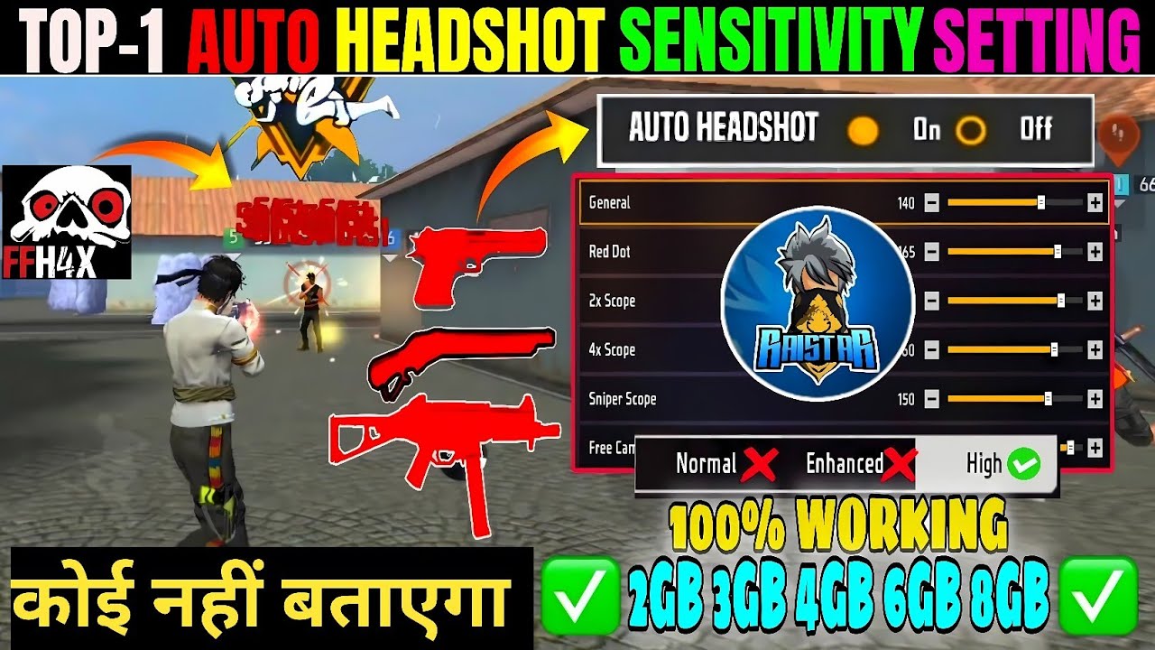 Free Fire Auto Headshot Trick 2025 Sensitivity | 2gb, 4gb, 6gb 12gb Ram ...