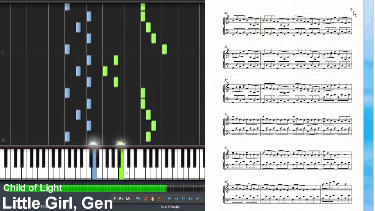 Child of Light - Little Girl, Gen (Synthesia Piano Tutorial) - YouTube