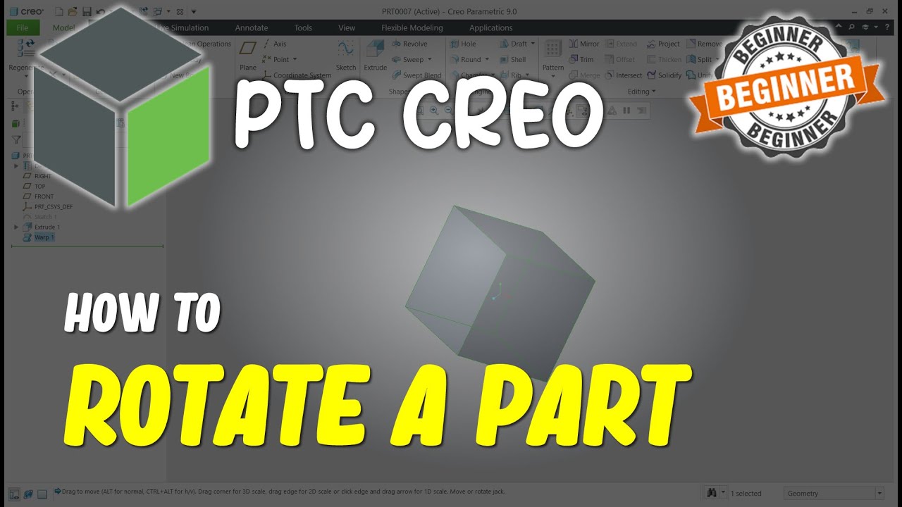 Creo How To Rotate A Part - YouTube