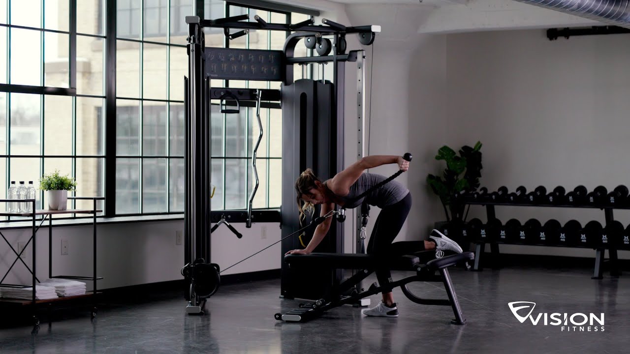 Vision Functional Trainer - Triceps Kickback on Flat Bench with Single ...