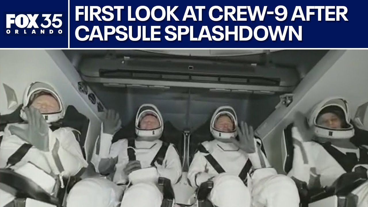 First look at Crew-9 members after splashdown - YouTube