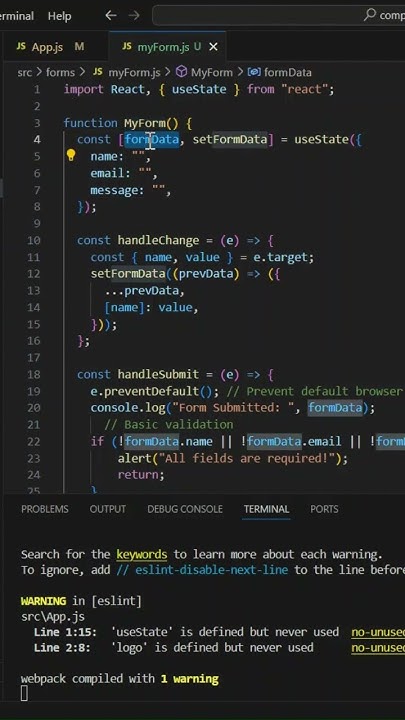 Form submission in react js #reactjs #shorts #frontend #webdevelopment ...