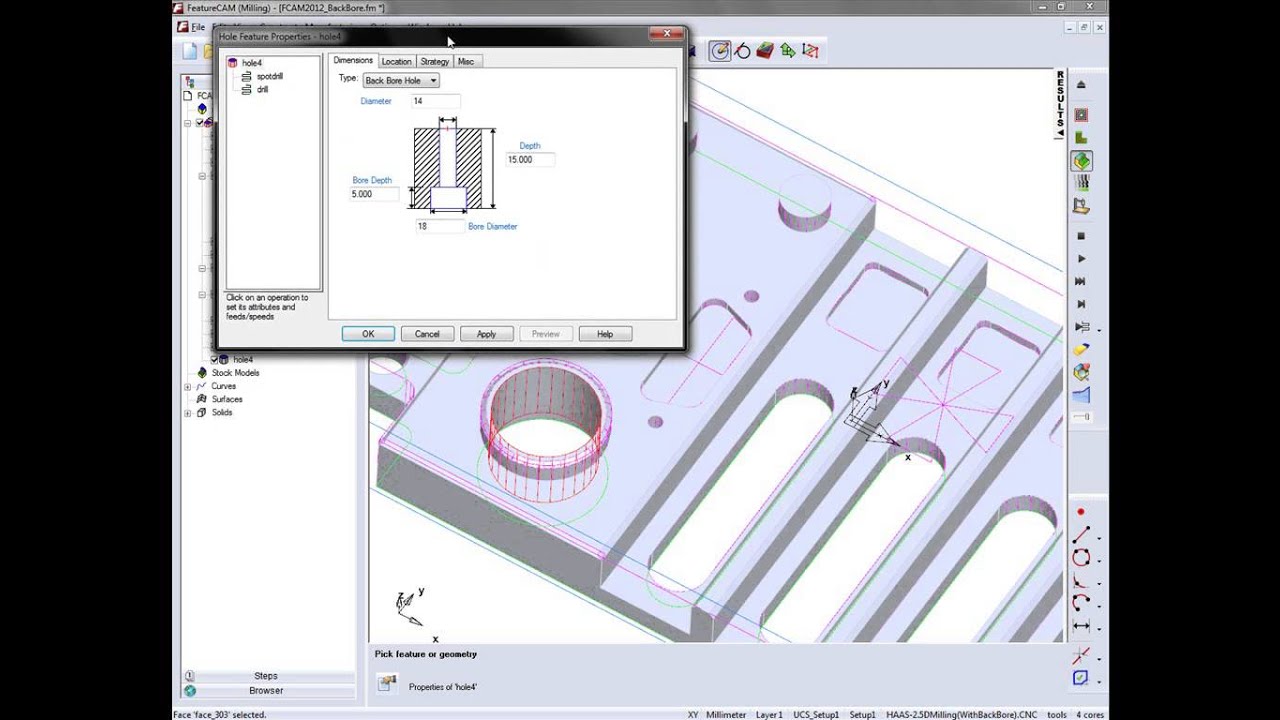 Back Bore - FeatureCAM 2012 - YouTube