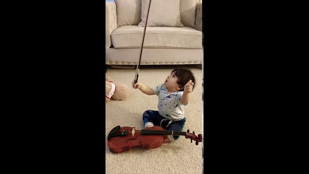 Talented baby playing violin 11 months baby Marco - YouTube