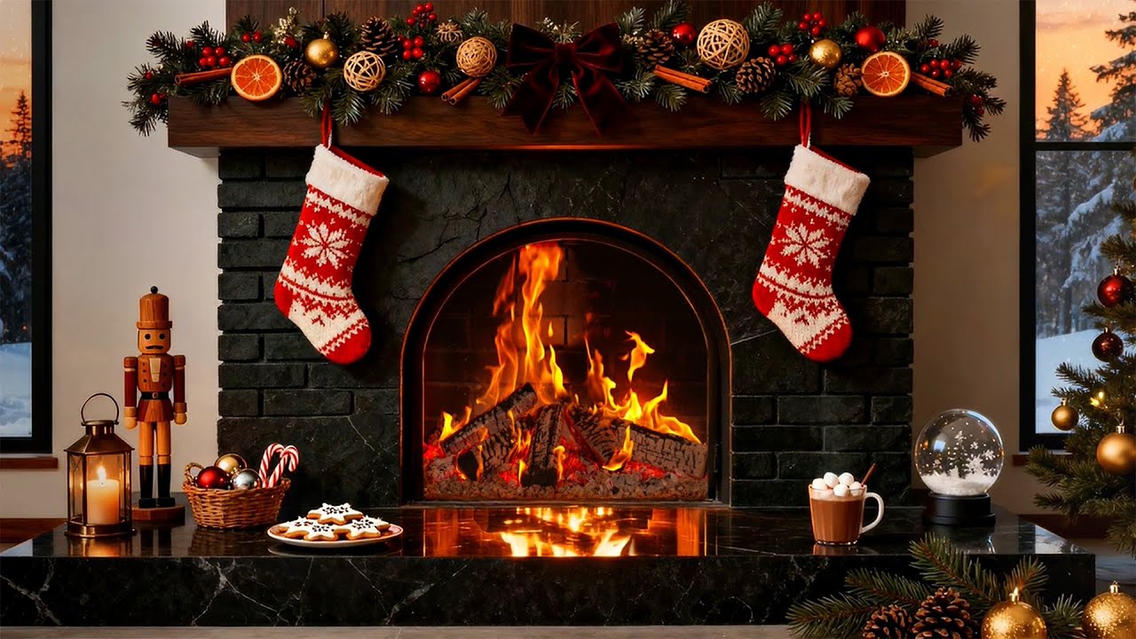 Winter–Christmas Hearth Ambience 🔥 Cozy Fireplace, Candles & Holiday ...
