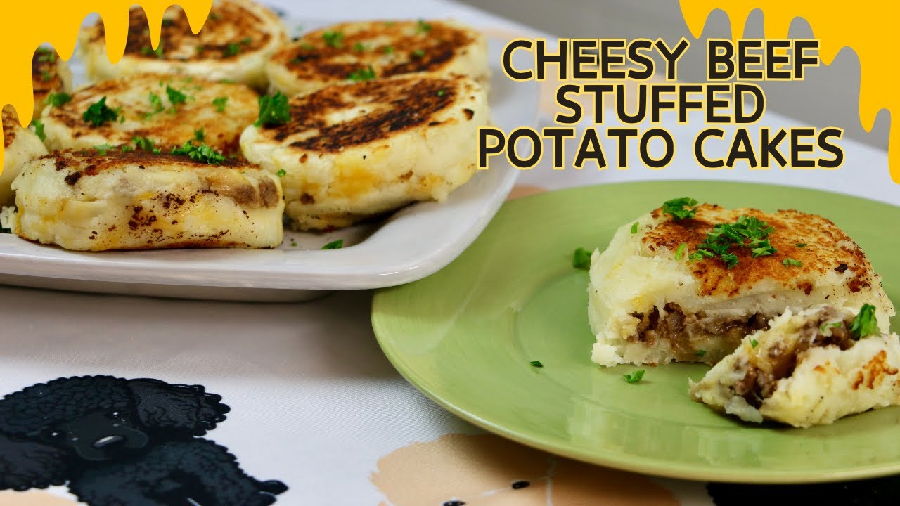 Cheesy Beef Stuffed Potato Cakes - YouTube
