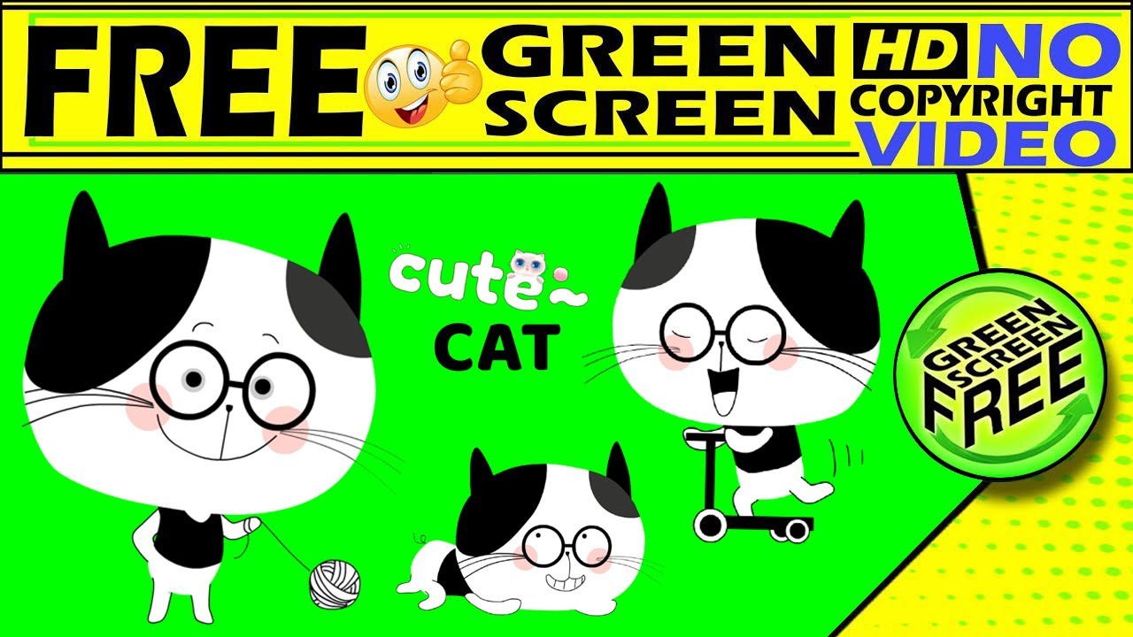 Cartoon green screen, green screen cut cat cartoon, green screen video ...