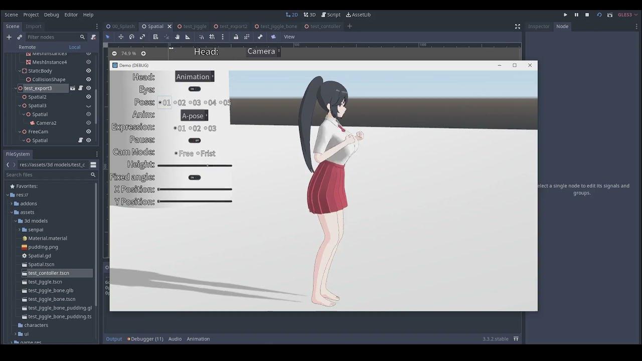 Godot spring bone and apply to be hair physics - YouTube