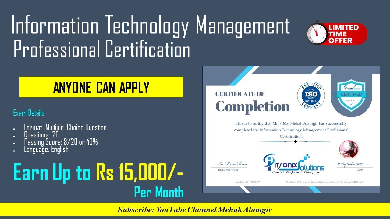 Information Technology Management Professional Certificate 2024 | Free ...