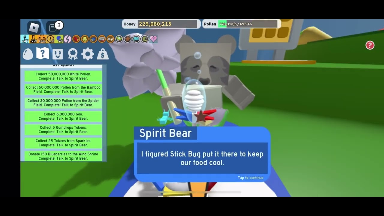 Completing my 4th spirit bear quest - Roblox bee swarm simulator - YouTube