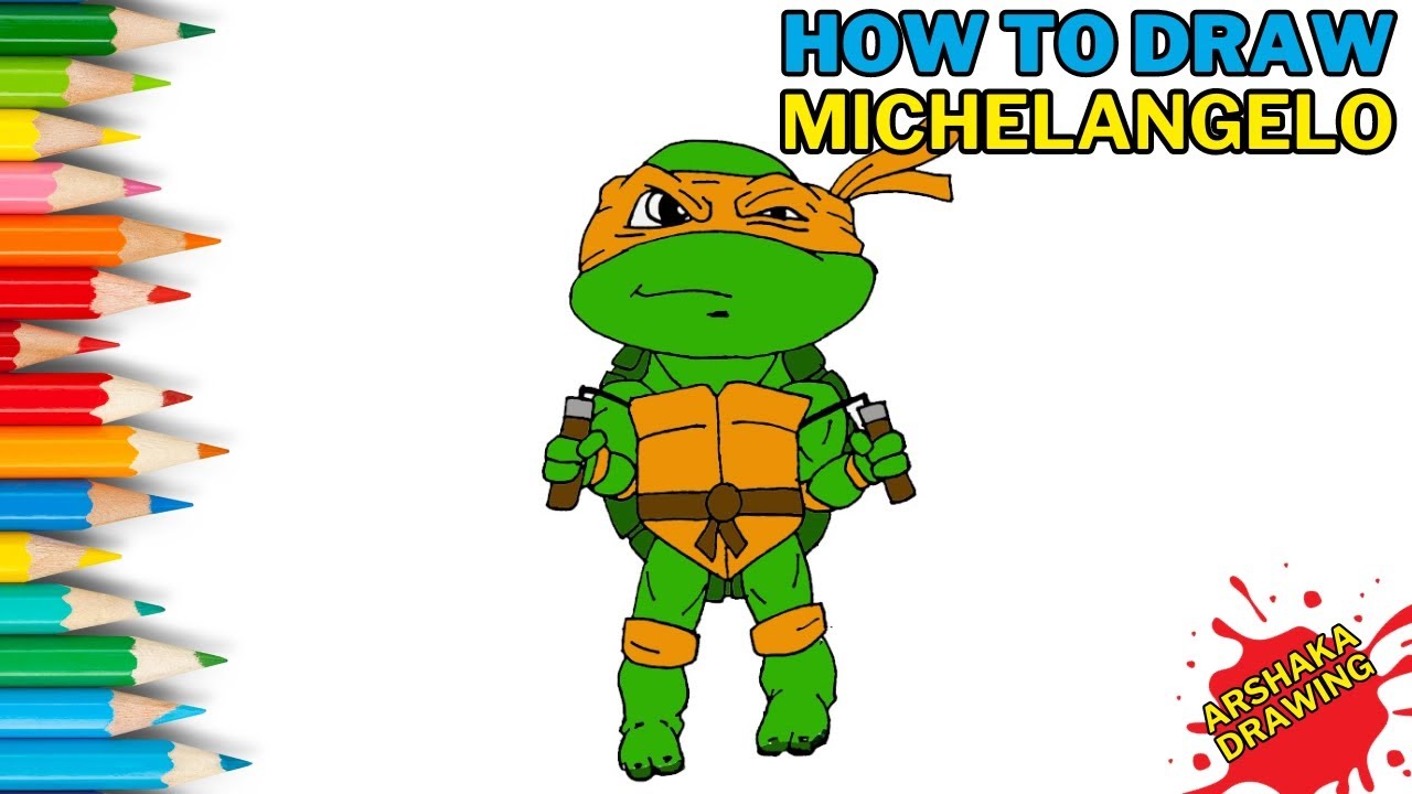 Michelangelo Ninja Turtle Cartoon Characters | Cartoon Drawing Tutorial ...