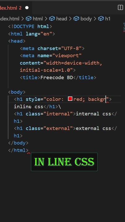 3 type of css inline, internal, external show in 50 second Free Coder BD #freecoderbd #coding # ...