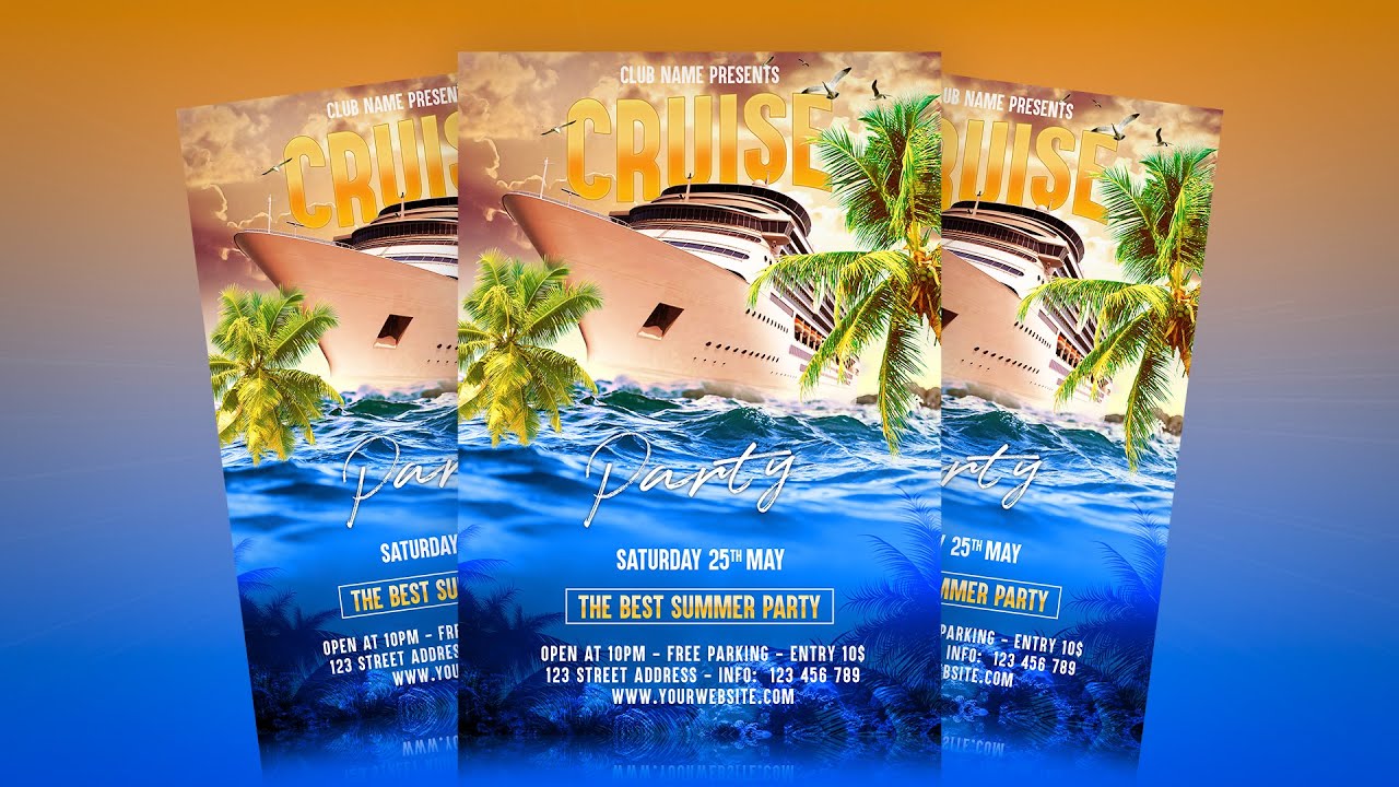 Summer Cruise Party Flyer Design | Photoshop Tutorial - YouTube