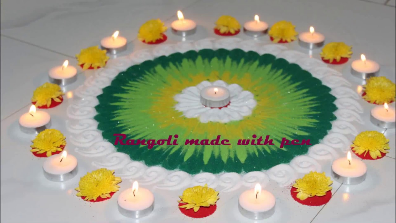 Rangoli made using pen / simple and easy rangoli /Rangoli- Jyostna ...