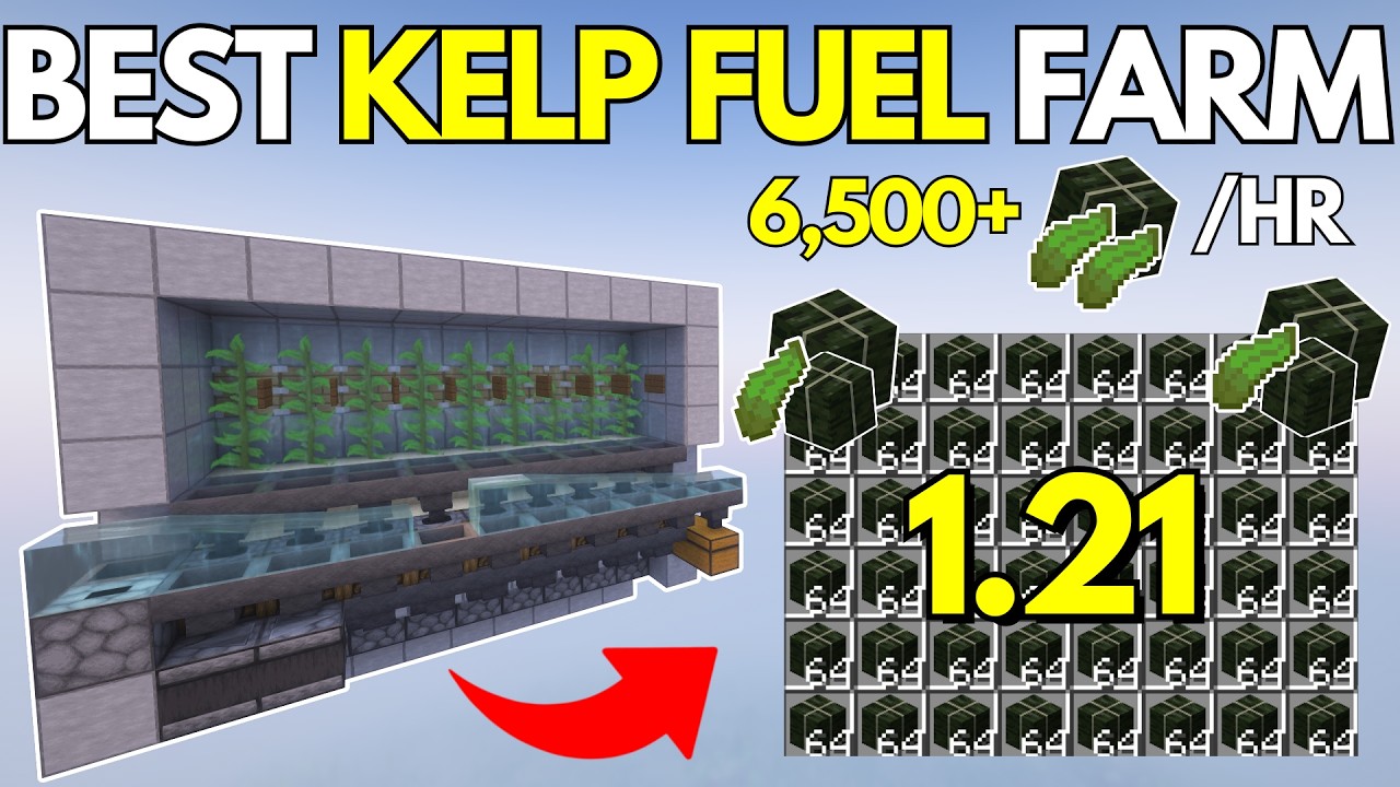 FULLY AUTOMATIC KELP FUEL Farm for Minecraft Bedrock 1.21+ - YouTube