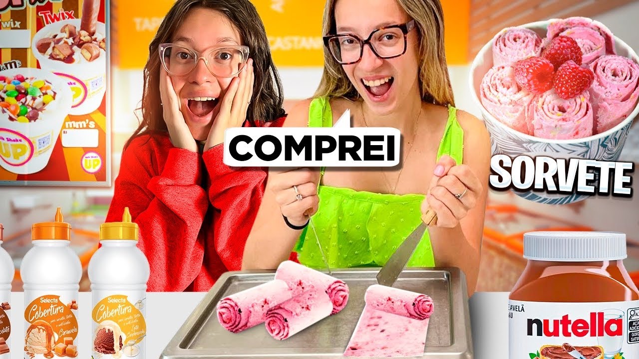 COMPREI E TESTEI UMA MÁQUINA DE FAZER SORVETE DE ROLO - YouTube