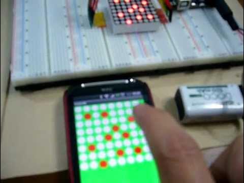 Remote Control LED Matrix = Android + Arduino / motoduino + LED 8x8 + Bluetooth + MAX7219CNG ...