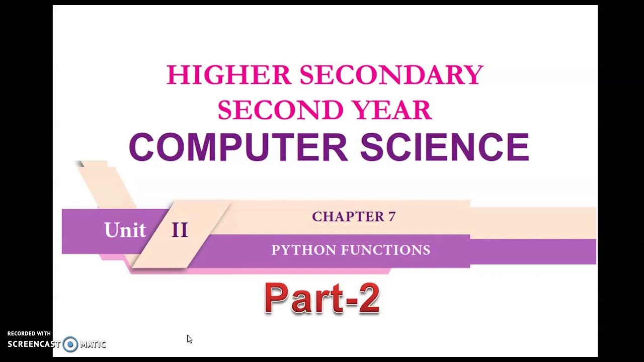 12th Standard New Syllabus Computer Science Chapter -7 Python Function in Tamil - Part -2 - YouTube