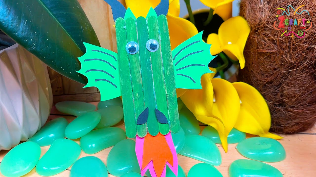 Easy Popsicle Stick Dragon 🐉 Craft for Kids - Fun and Creative DIY! # ...