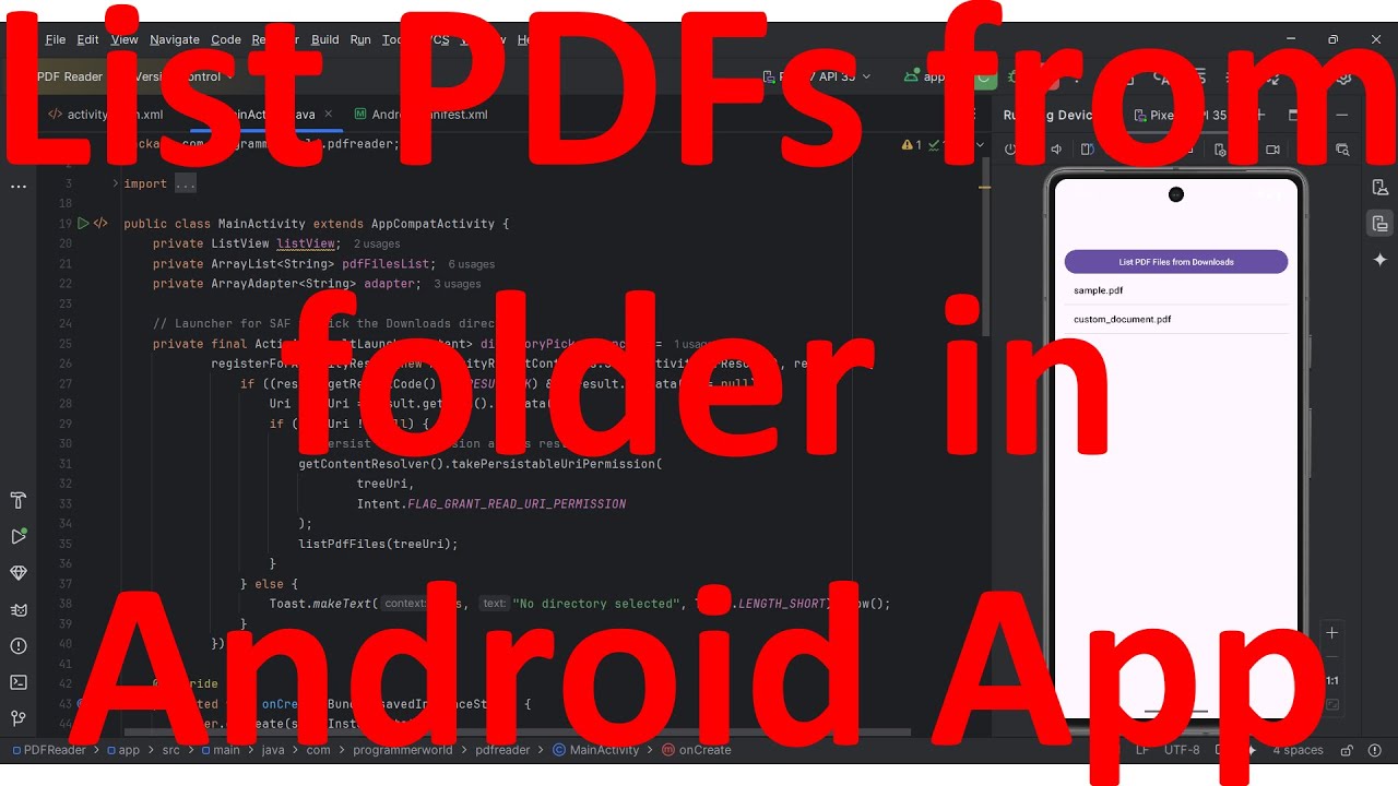 How to list all the PDF files from a selected folder in Android App? - API 35 | Android 15 - YouTube