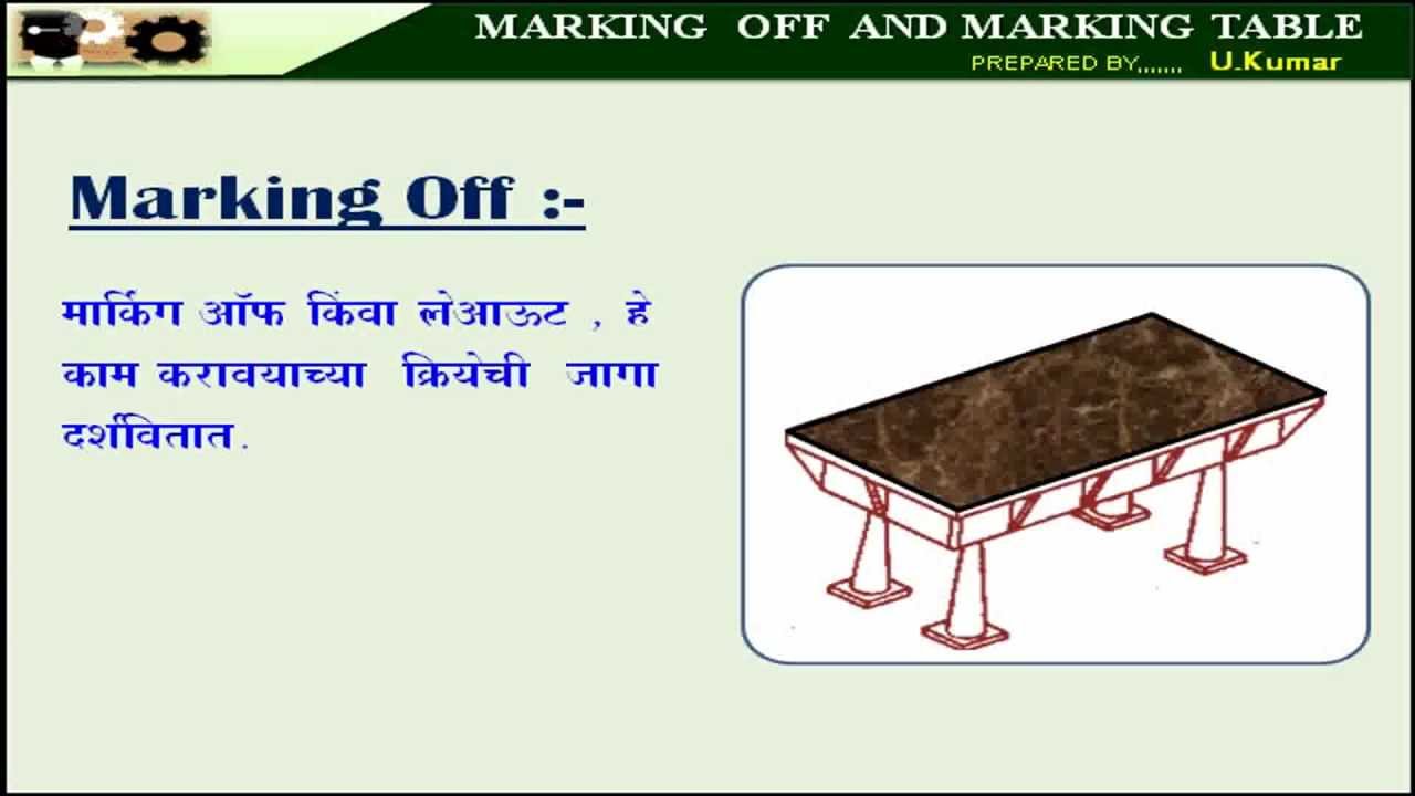 FITTER LESSON NO. 20 - MARKING OFF AND MARKING TABLE - YouTube