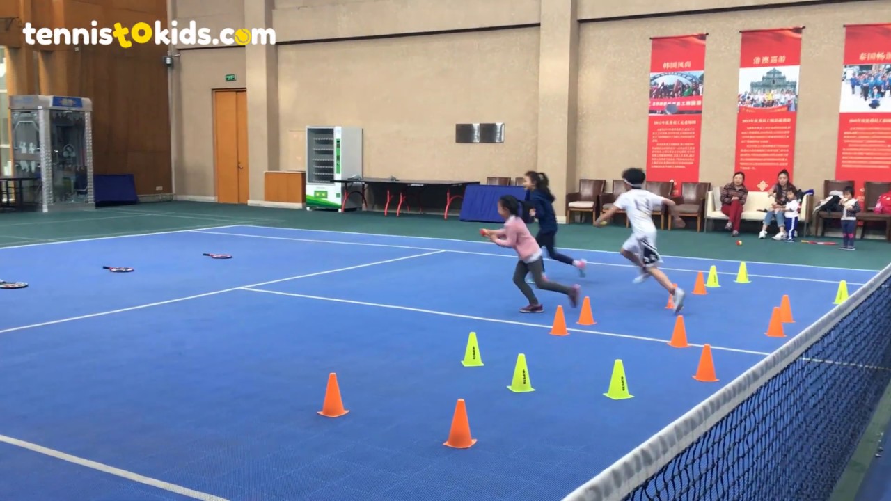 Warm up tennis game for children - Unveil the cone - YouTube