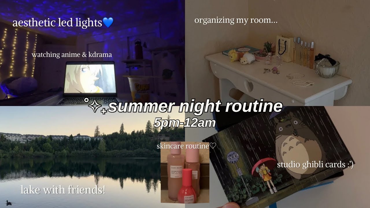 My cozy night routine🌙 watching anime&kdrama, led lights, skincare ...