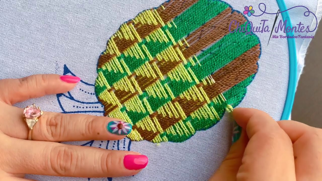 Bordado Fantasía Piña 8 / Hand Embroidery Pineapple 🍍 with Fantasy ...