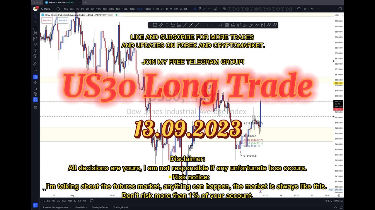 Dow Jones US30 long trade analisys forex trading 13 09 2023 - YouTube