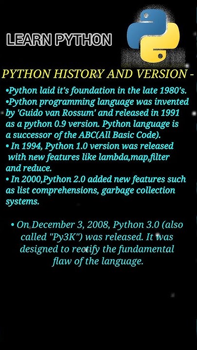 Python History And Version Youtube