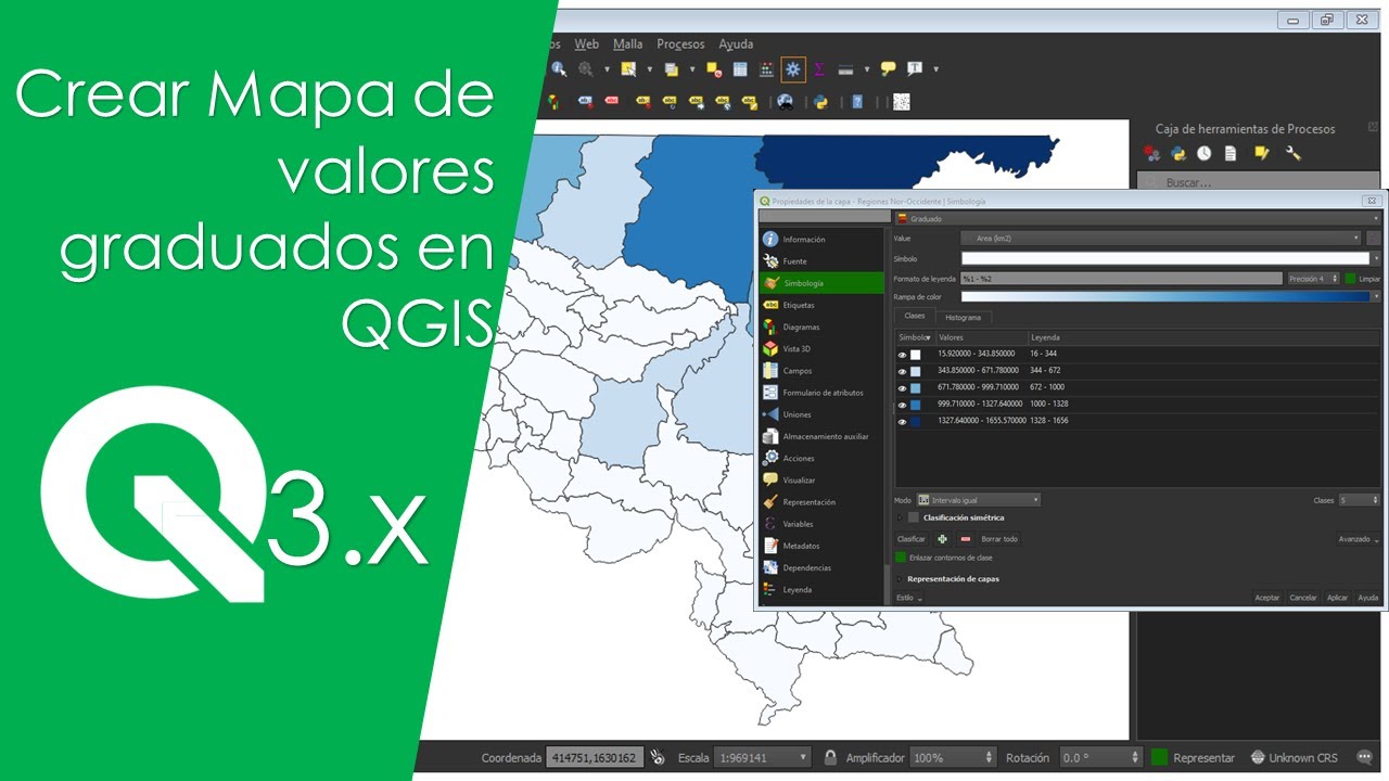 Crear mapa de colores graduados en QGIS 3 - YouTube