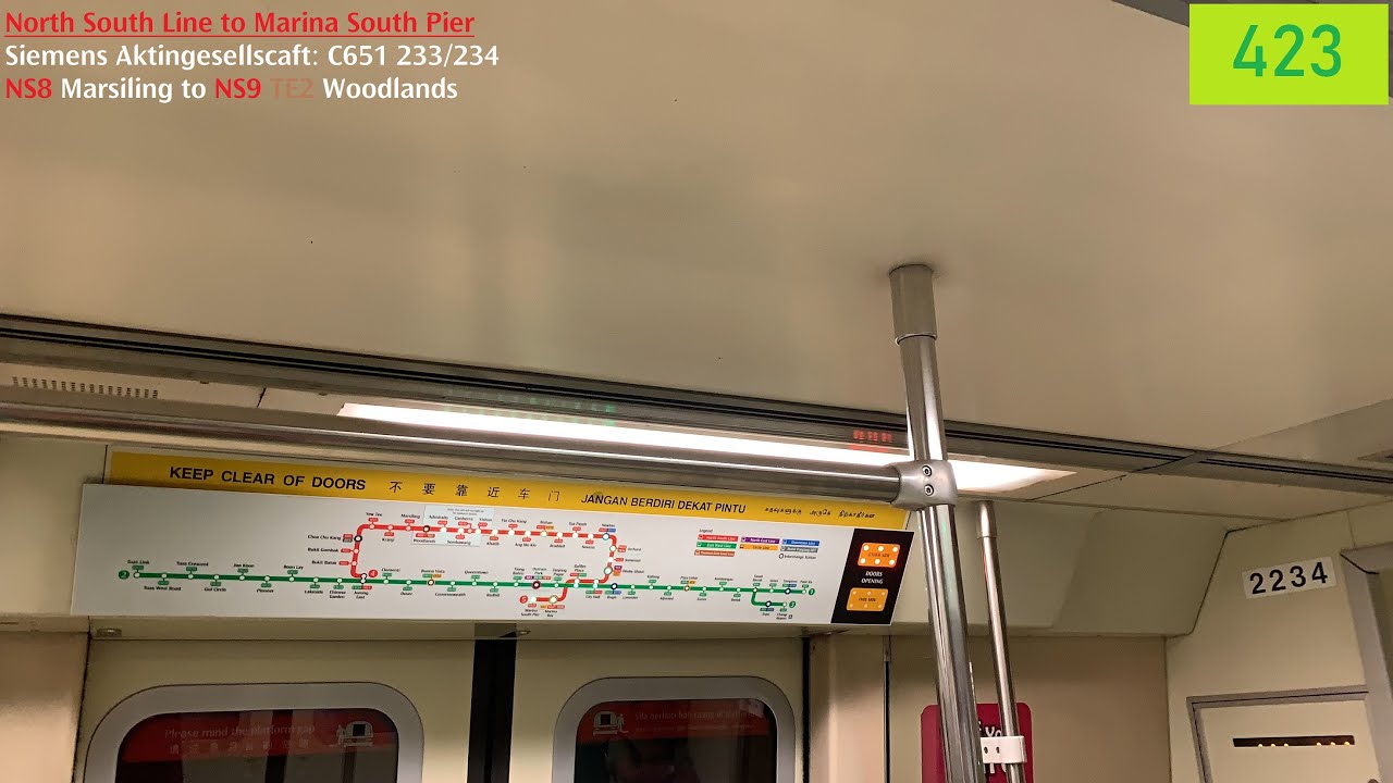 ⁴ᴷ [+TEL3 STARIS MAP SIE] SMRT Trains, NSL Train Ride [Marsiling → ...