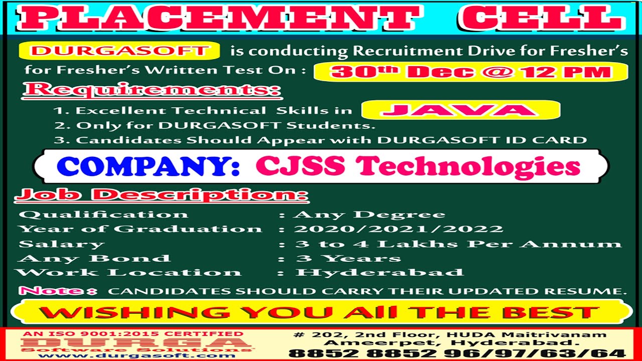 CJSS Technologies Placement Drive in DURGASOFT !!! - YouTube