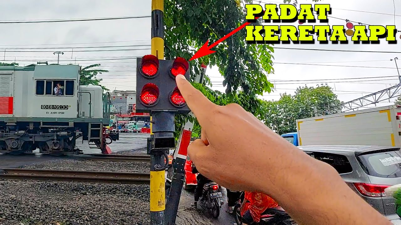 PADAT !! Aktivitas Kereta Api Pada Saat Jam Sibuk Di Perlintasan ...