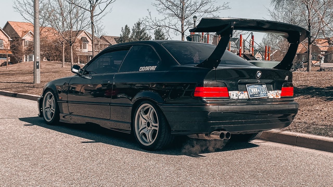 BMW E36 Big Country Lab Wing Install - YouTube