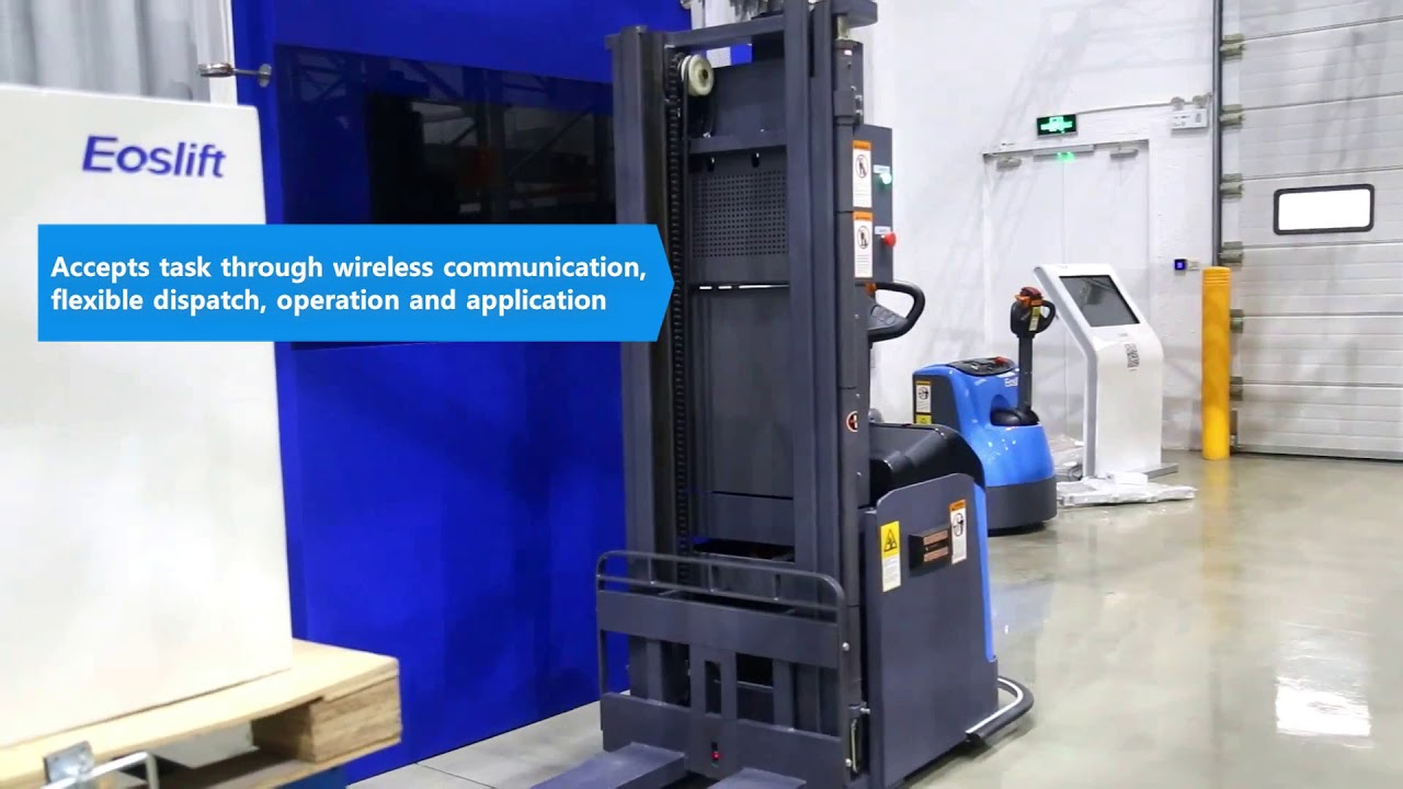 EOS Lift Automated Guided Vehicle (AGV Forklift) - YouTube