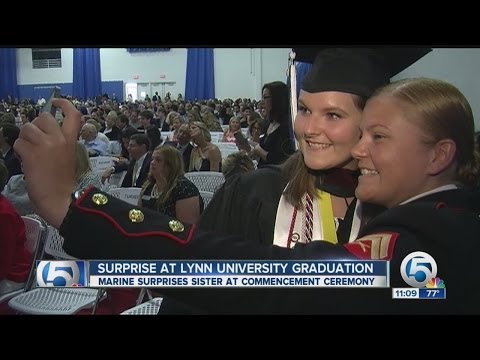Lynn University student gets surprise from Marine sister at graduation ceremony